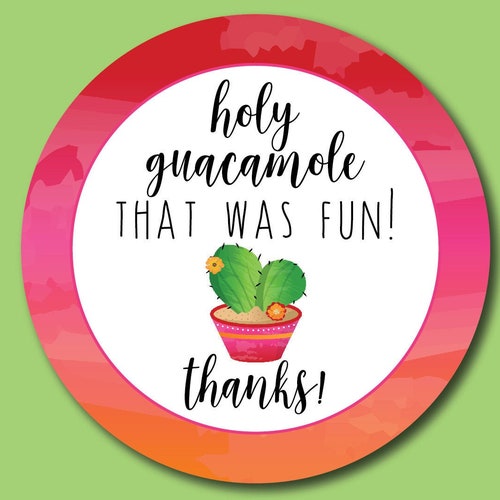 Taco Favor Sticker Holy Guacamole Party Decor Bridal | Etsy