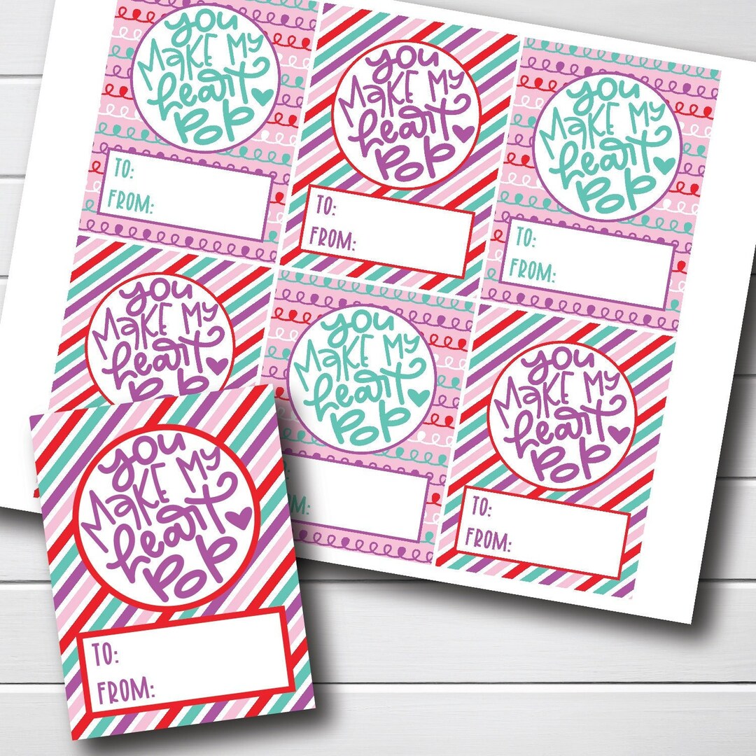 Pop It Valentines Cards Pop It Tags Boys Girls Printable Valentines DIY ...