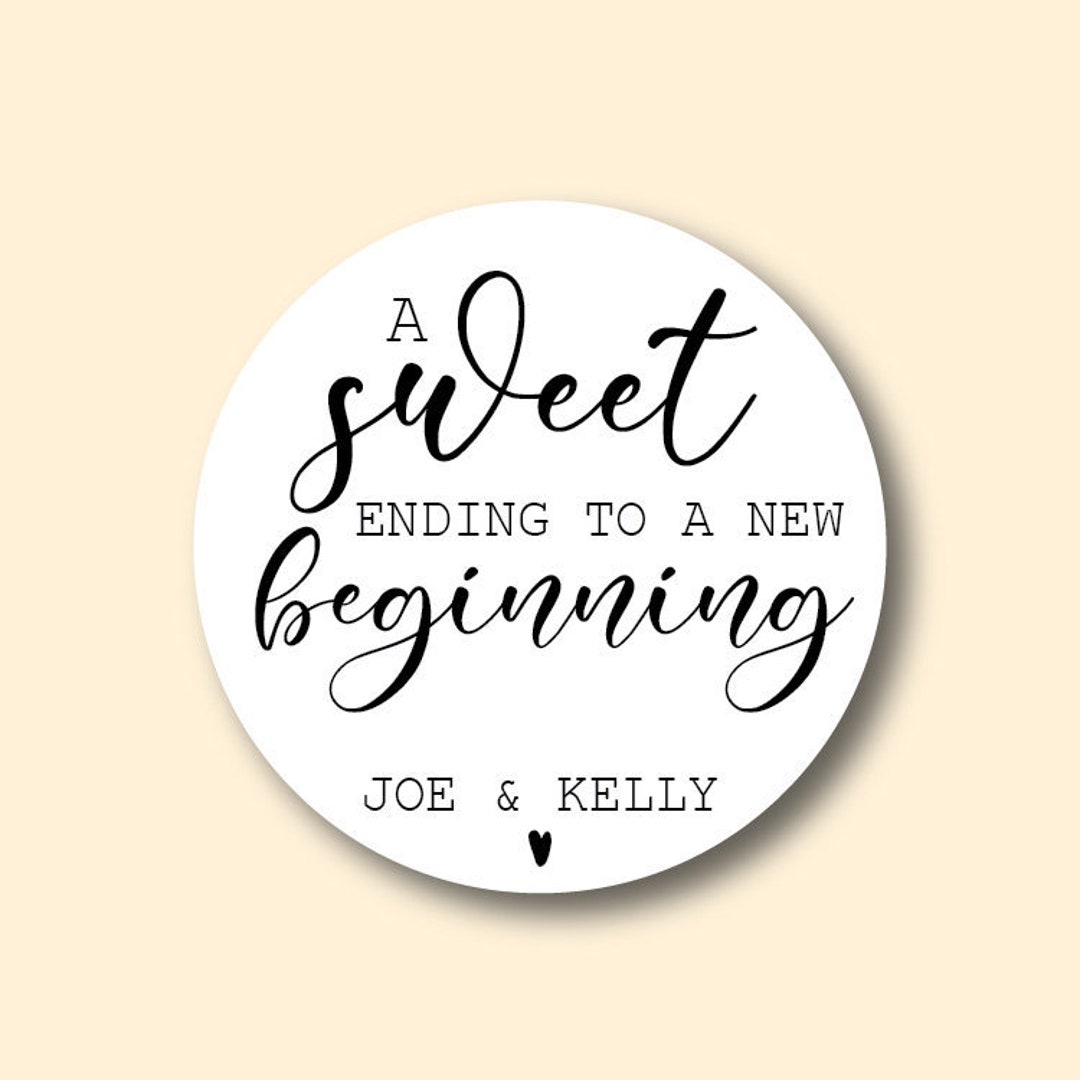 Sweet Ending to New Beginning Stickers Food Snack Wedding Favor Tags ...