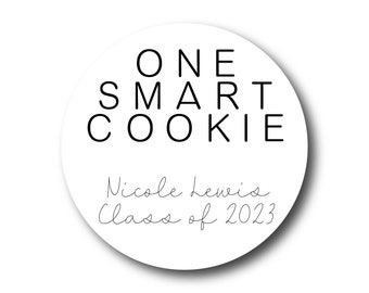 One Smart Cookie Favor Sticker, Minimalist Sticker, Graduation Favor ...
