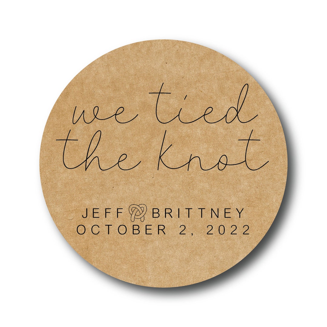 We Tied the Knot Stickers - Pretzel Bag Wedding Favor Tags - Favor Box ...