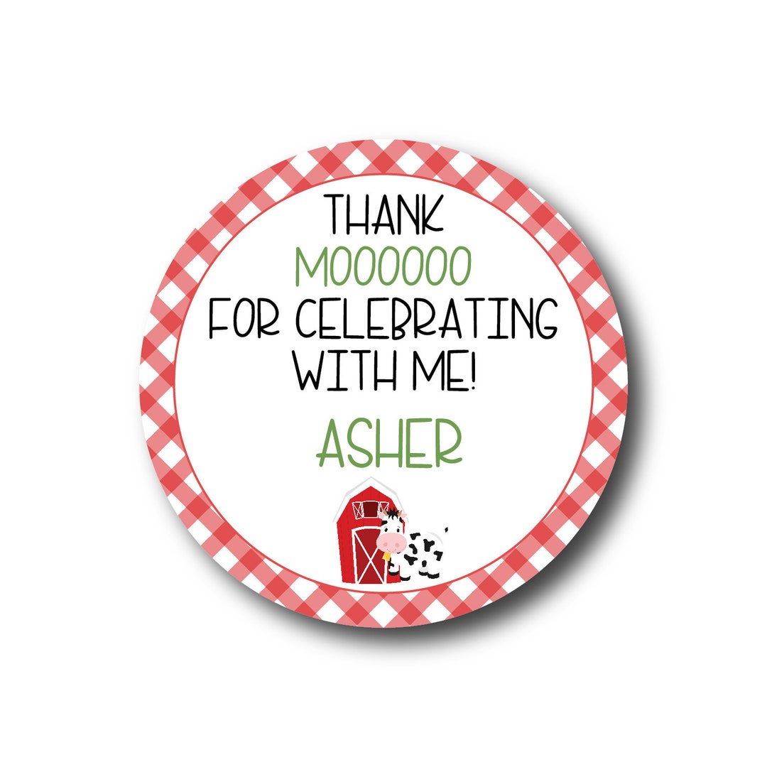 Farm Birthday Favor Tags - Barnyard Favor - Thank Mooo for Celebrating ...