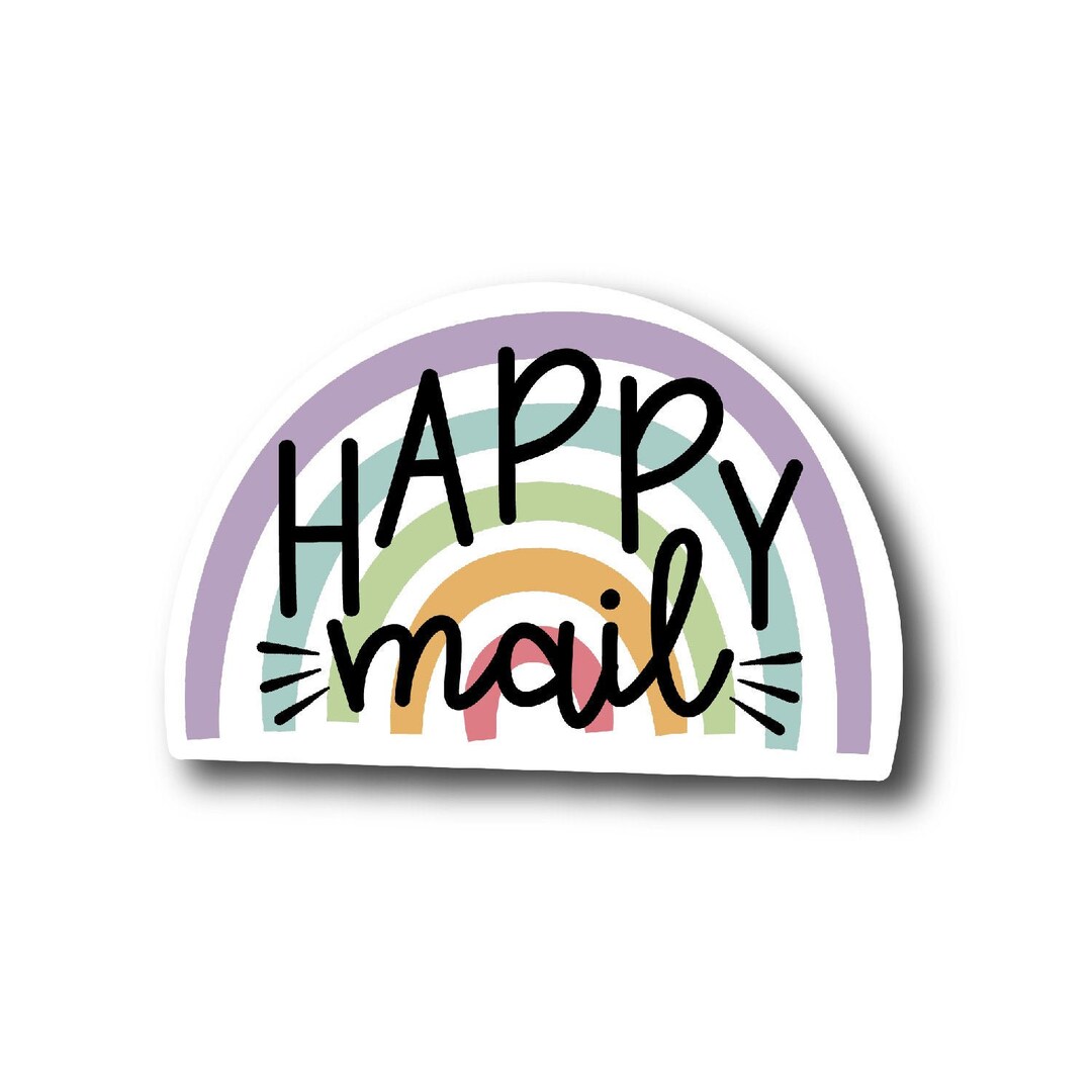 Rainbow Happy Mail Sticker - Small Business Thank You Product Packaging ...