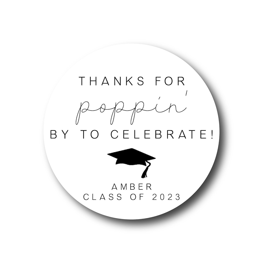 Poppin' by to Celebrate Stickers - Popcorn Bag Graduation Favor Tags ...