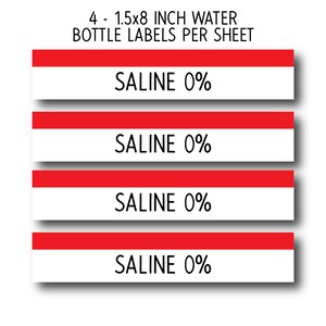 Water Bottle Labels Saline 0% Nursing Party Favors - Doctor Medical ...