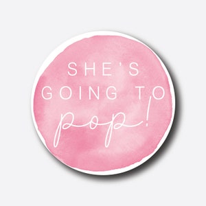 She's Going to Pop Sticker - Baby Shower Favor - Popcorn Favor Sticker ...