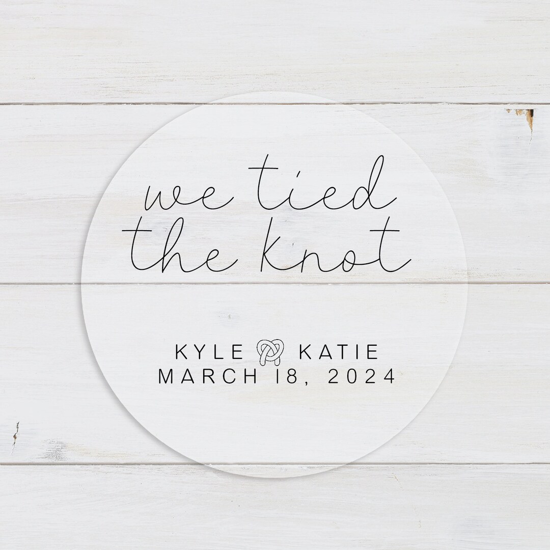 We Tied the Knot Stickers - Pretzel Bag Wedding Favor Tags - Favor Box ...