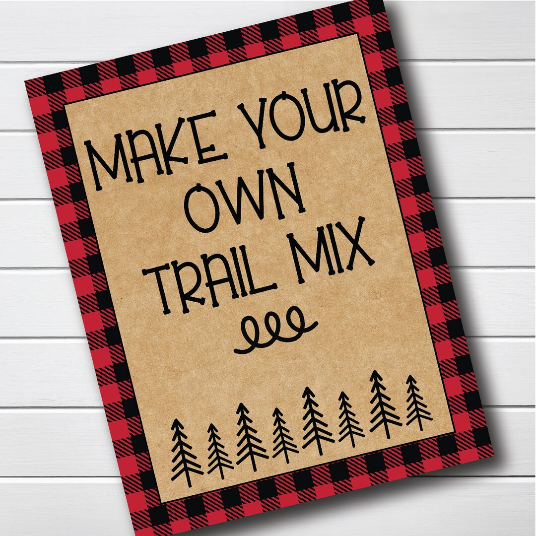 Lumberjack Trail Mix Bar Sign - Woodland Birthday Baby Shower Decor ...