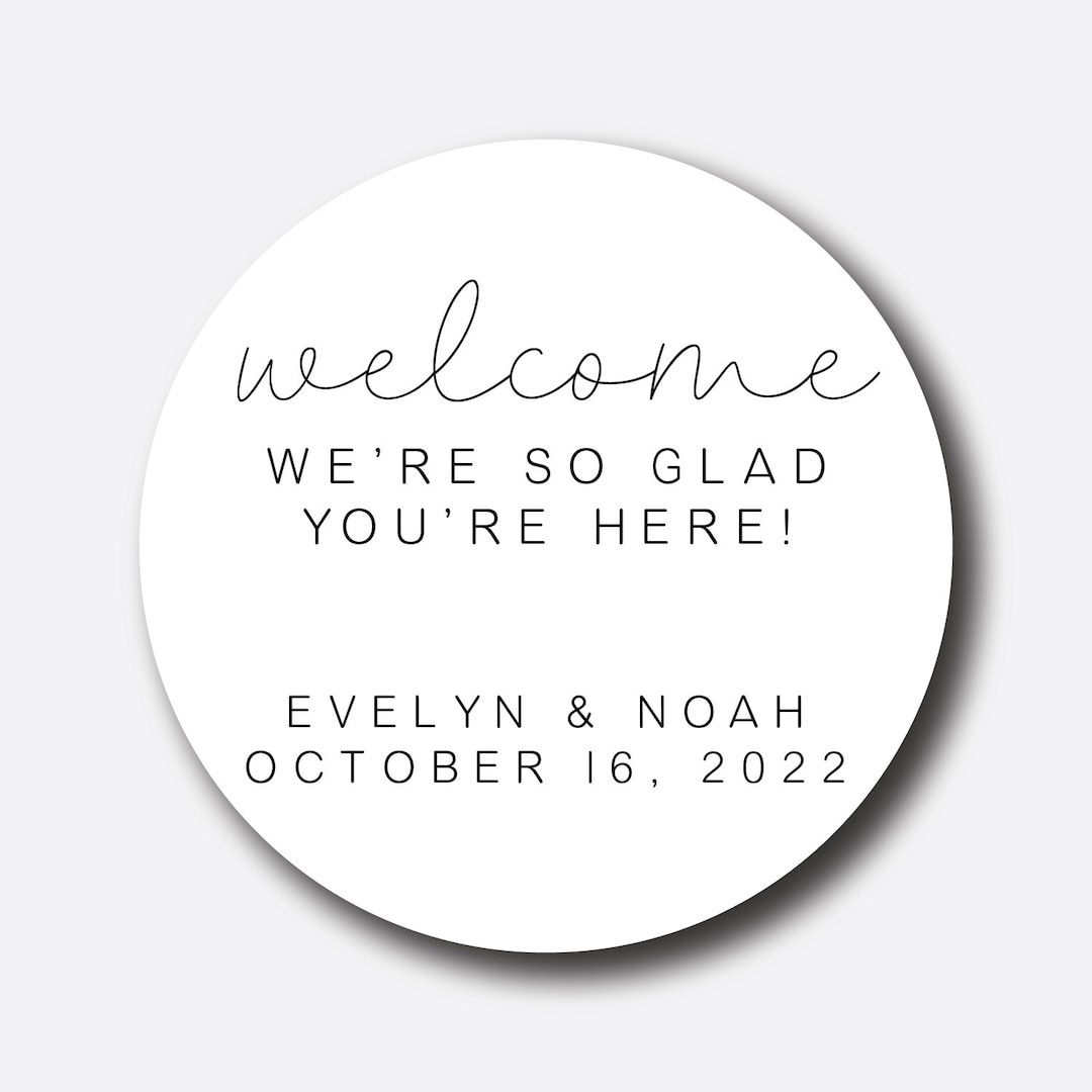 Welcome so Glad You're Here Wedding Stickers - Wedding Favor Tags ...
