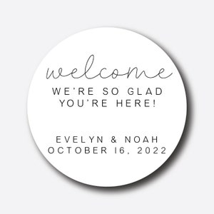 Welcome so Glad You're Here Wedding Stickers - Wedding Favor Tags ...
