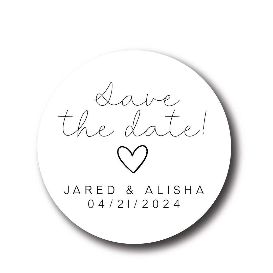 Save the Date Wedding Sticker Label - Personalized Save the Date ...
