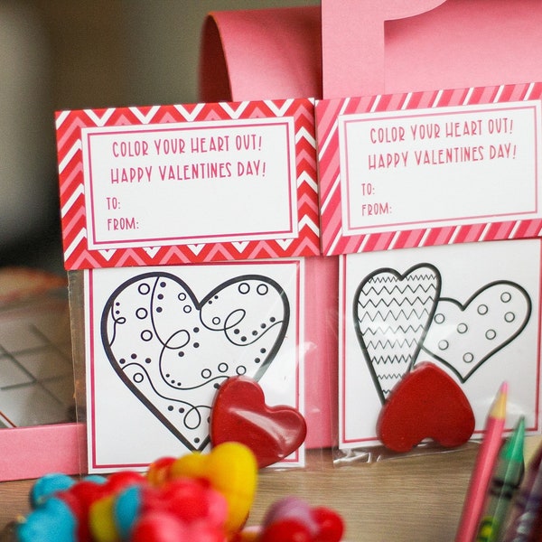Kids Valentines Day Cards Crayon - Etsy