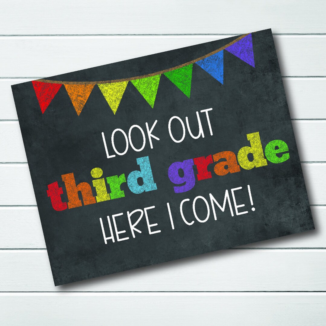 Third Grade Back to School Sign - Chalkboard Printable (digital ...