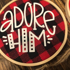 Buffalo Plaid Ornament Red Black Teacher Gift Embroidery | Etsy