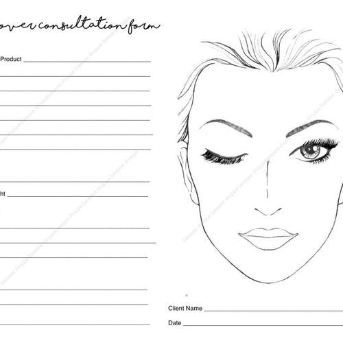 Makeup Consultation Form Makeover Form Makeup Artist - Etsy Canada