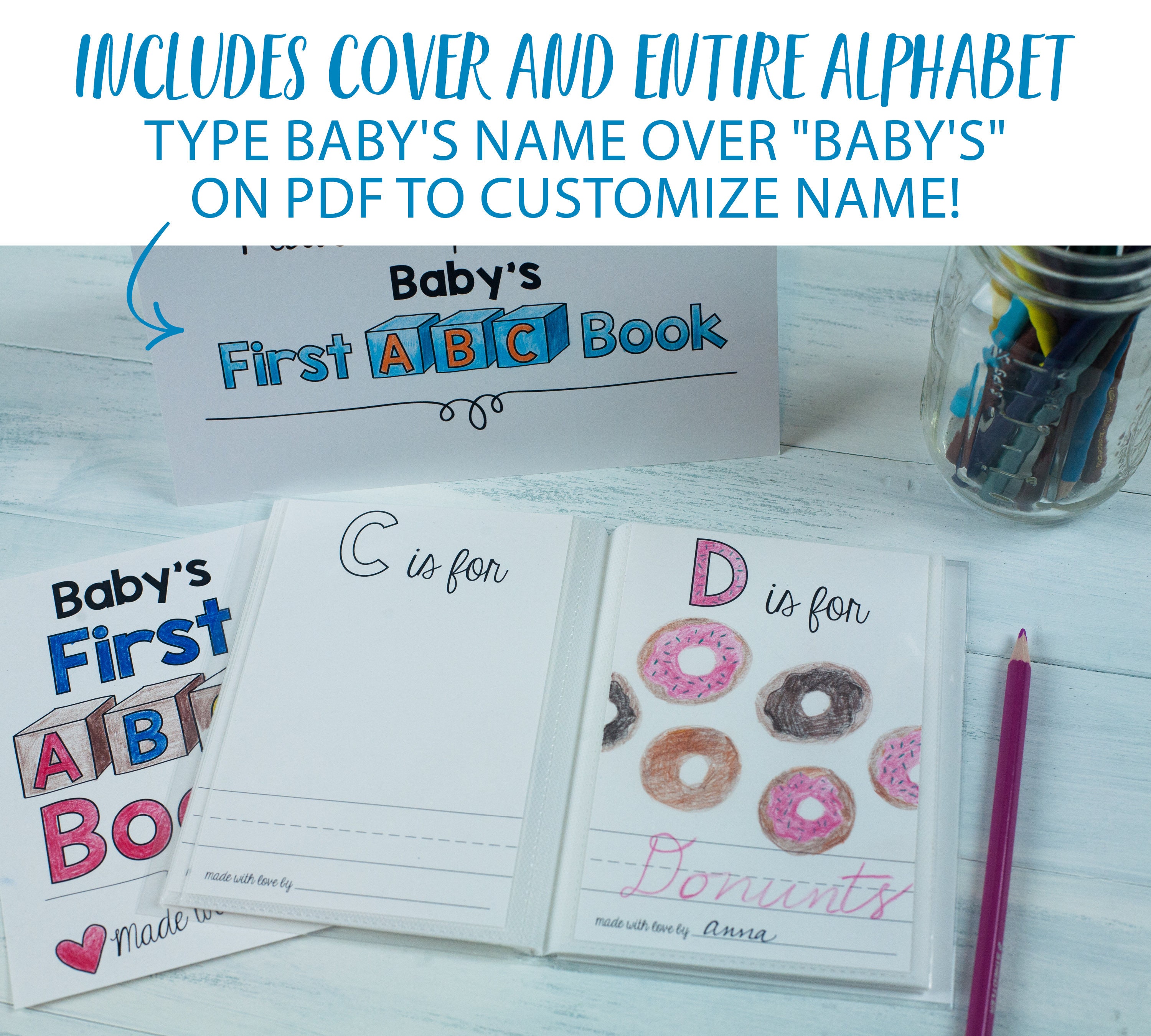 Personalized ABC Book Baby Shower Activity Template / Blank | Etsy