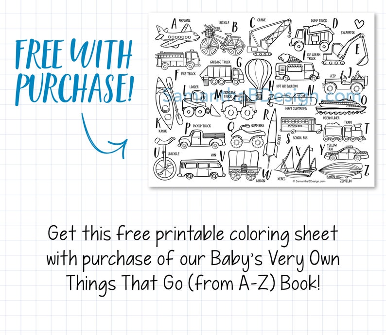 ABC Book Baby Shower Activity Things That Go Vehicles | Etsy