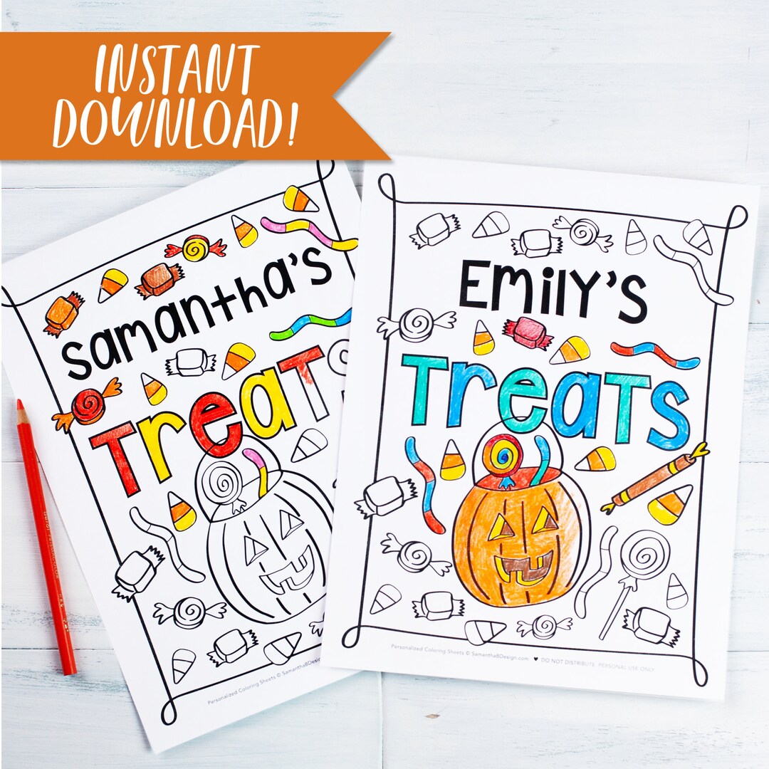 Halloween Printable Kids Activity and Coloring Pages / Personalized ...