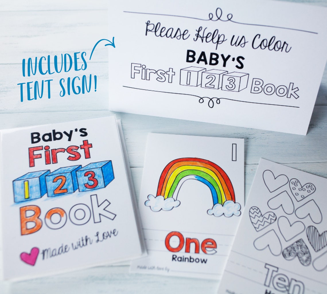 Baby's First Numbers Coloring Book / Baby Shower Game and | Etsy