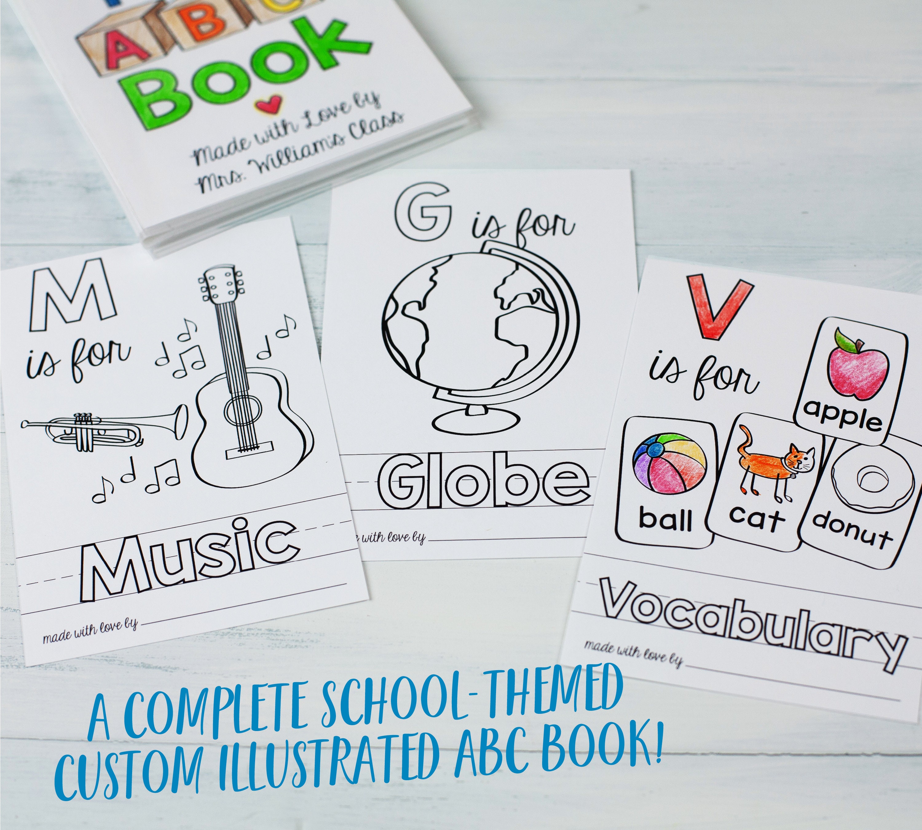 ABC Book Baby Shower Activity in School Theme, Teacher Gift From Class ...