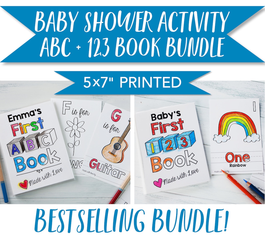 ABC & 123 Book Baby Shower Activity: Coloring Book Bundle (5x7) - Etsy