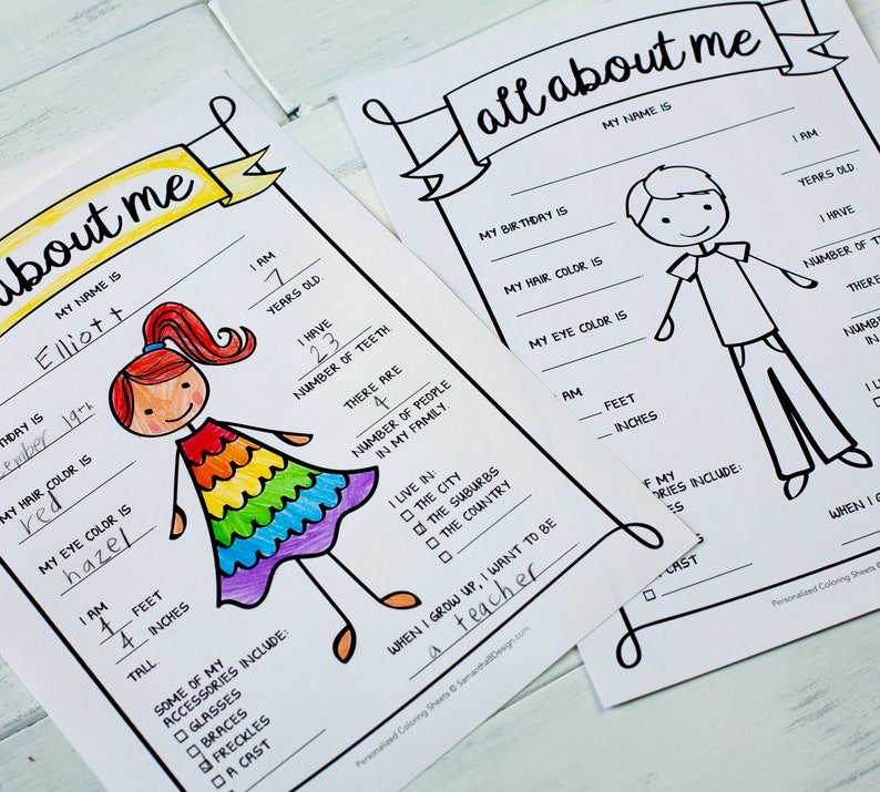 Personalized Kid's All About Me Time Capsule Journal / Coloring ...