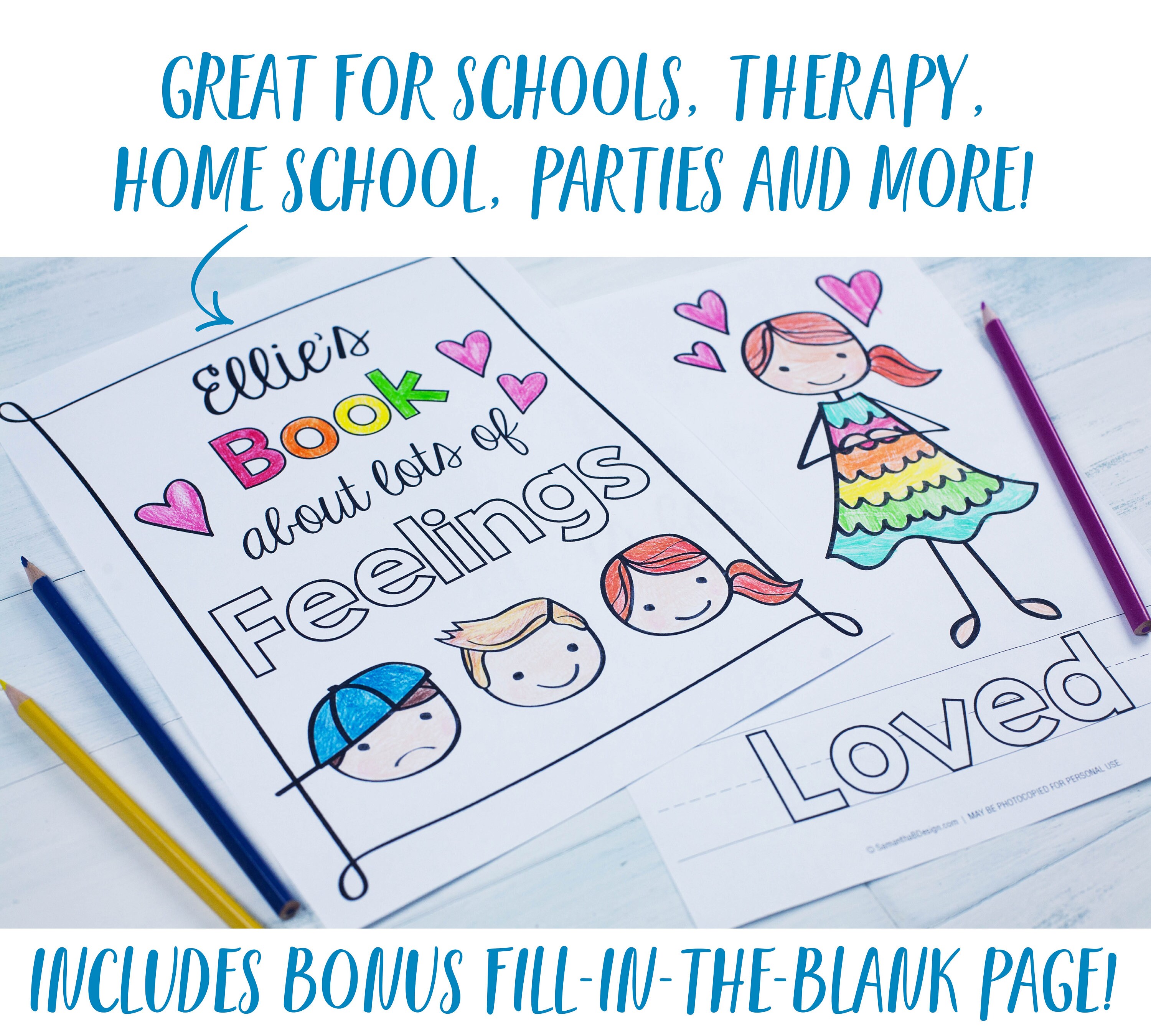 Feelings and Emotions Coloring Book / Personalized Feelings | Etsy