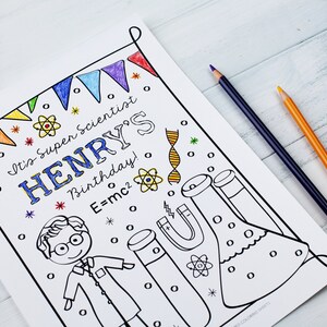 Super Science Birthday Party Printable Coloring Sheet / STEM Party ...