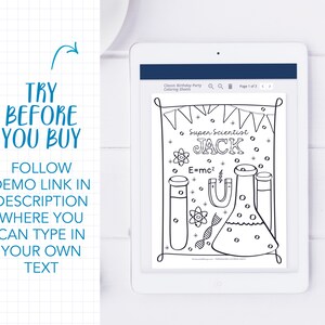 Super Scientist Personalized Coloring Sheet / One Editable Coloring ...