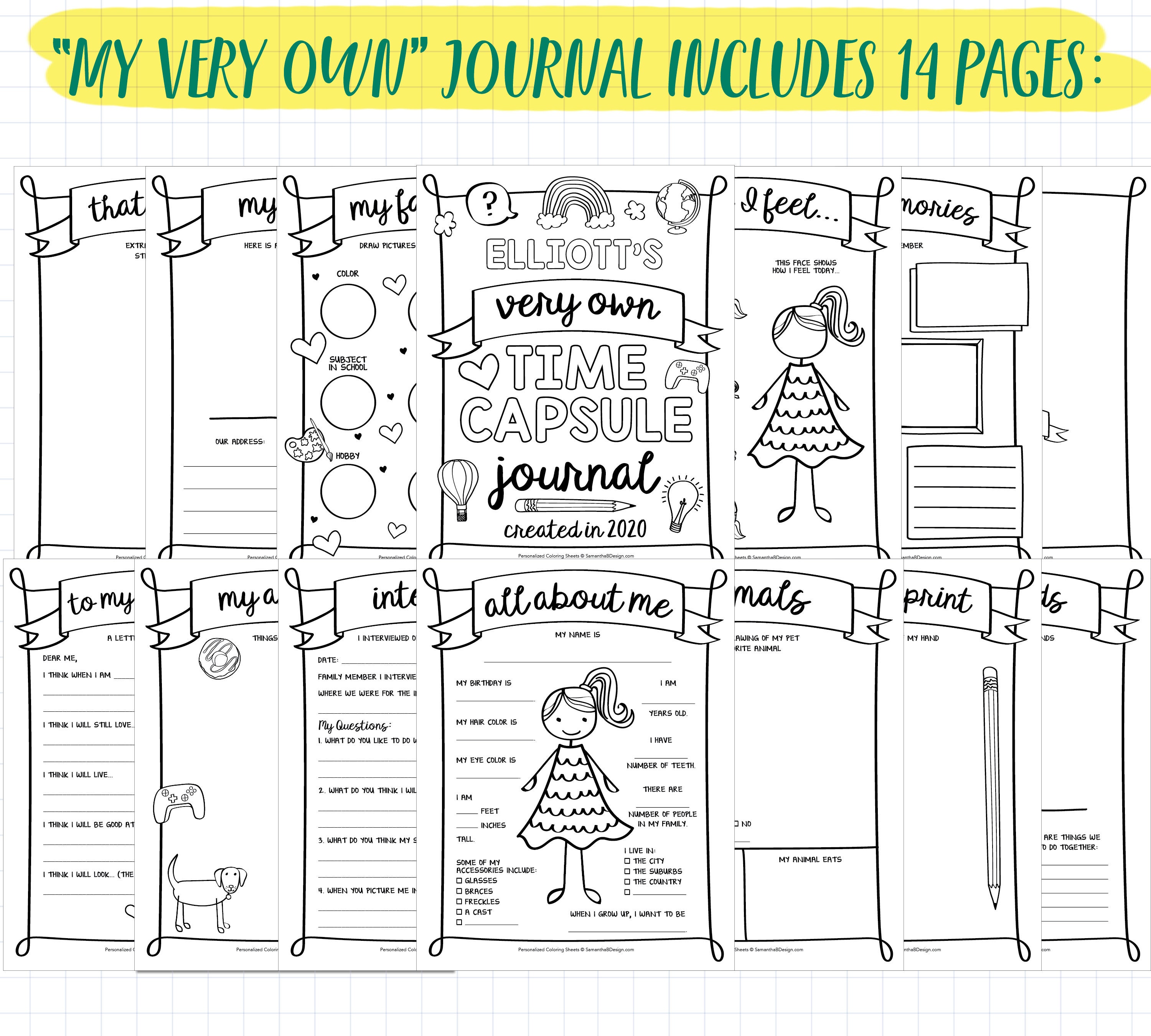 Personalized Kid's All About Me Time Capsule Journal / | Etsy