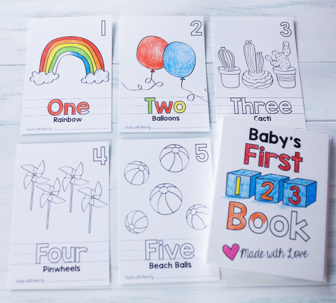 Numbers Book Printable Coloring Baby Book / Baby Shower | Etsy