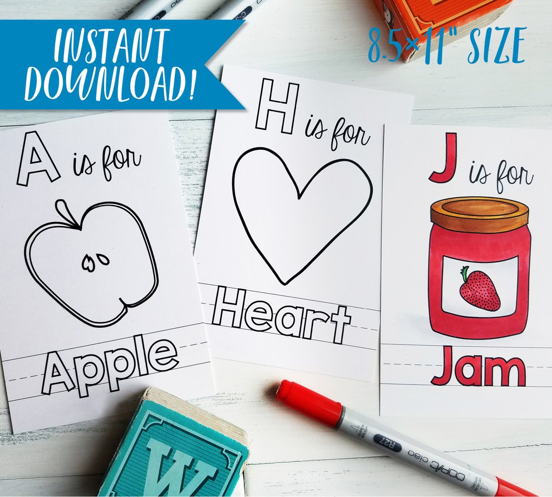 Personalized Alphabet ABC Coloring Book for Kids / PDF Download 8.5x11 ...