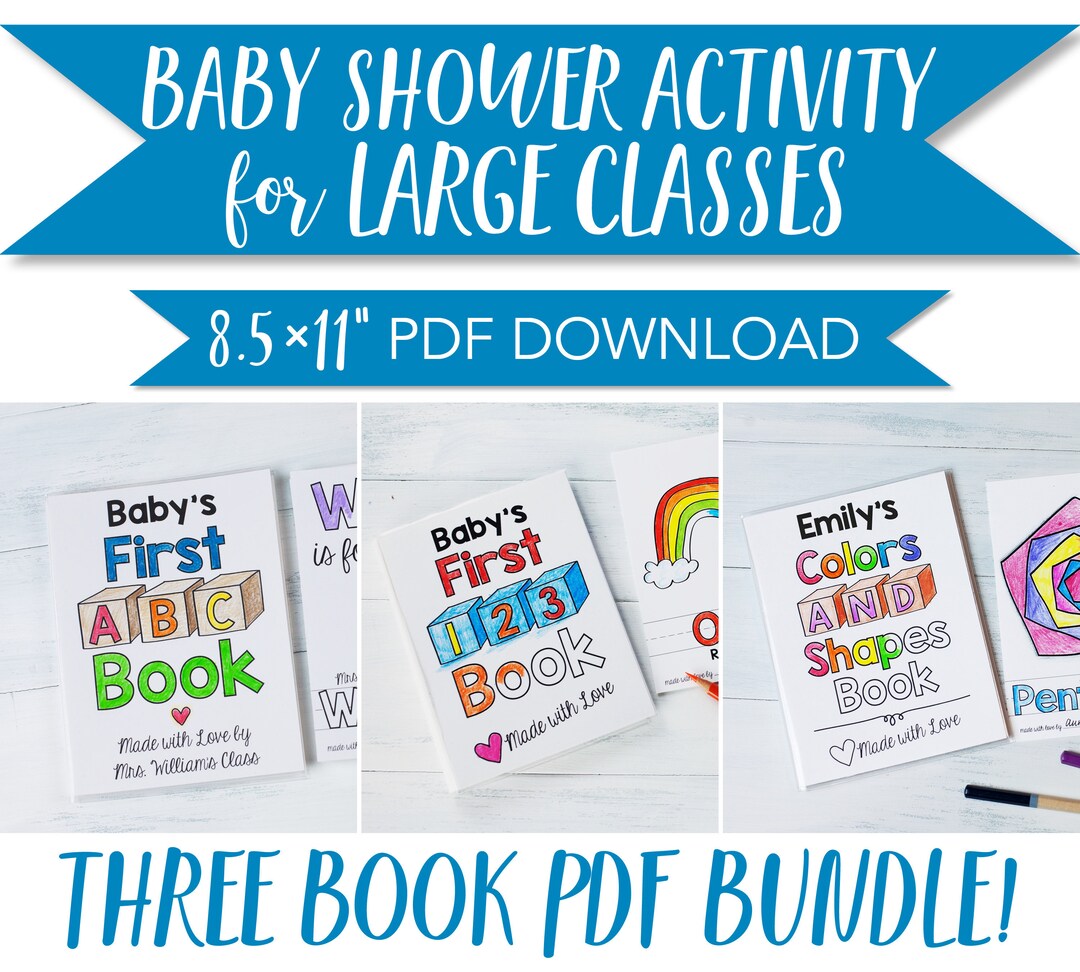 School ABC Book Baby Shower Activity Bundle for Large Group Baby Shower ...