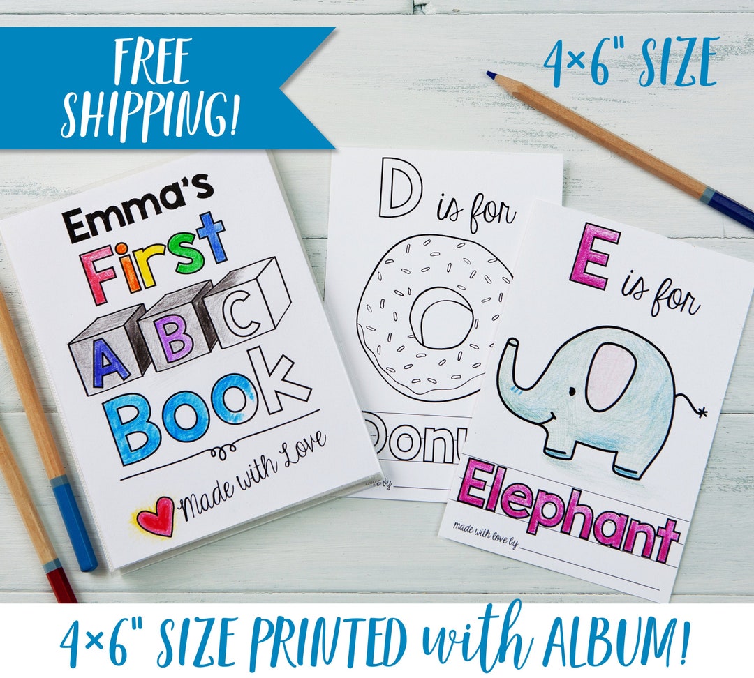 ABC Book Baby Shower Activity / Personalized / Coloring / Printed 4x6 ...