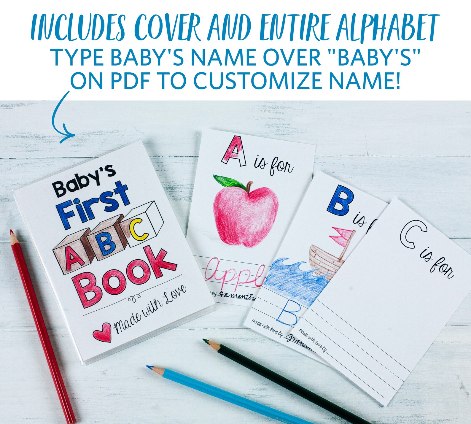 Personalized ABC Book Blank Version / Baby Shower Activity / | Etsy