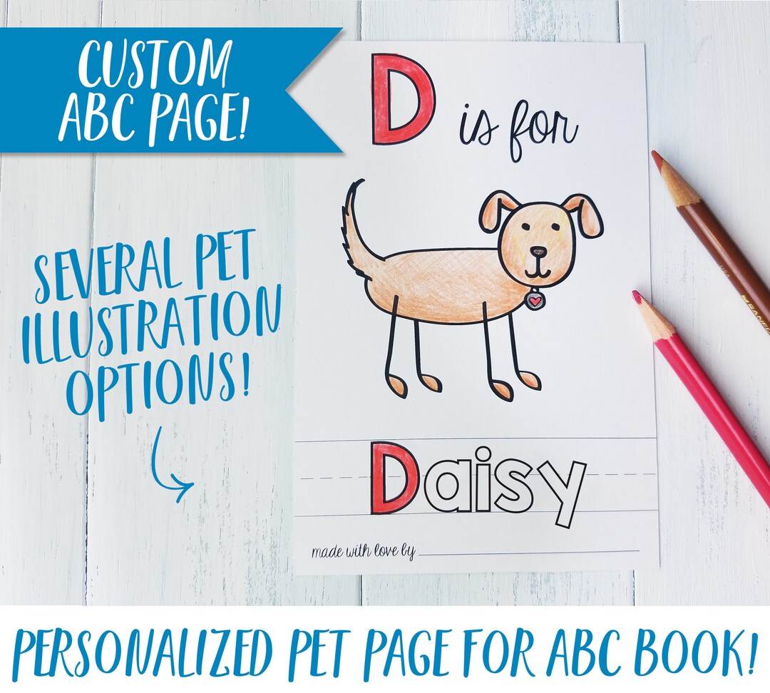 Personalized Pet ABC Coloring Sheet Add-on for ABC Book / PDF Download ...