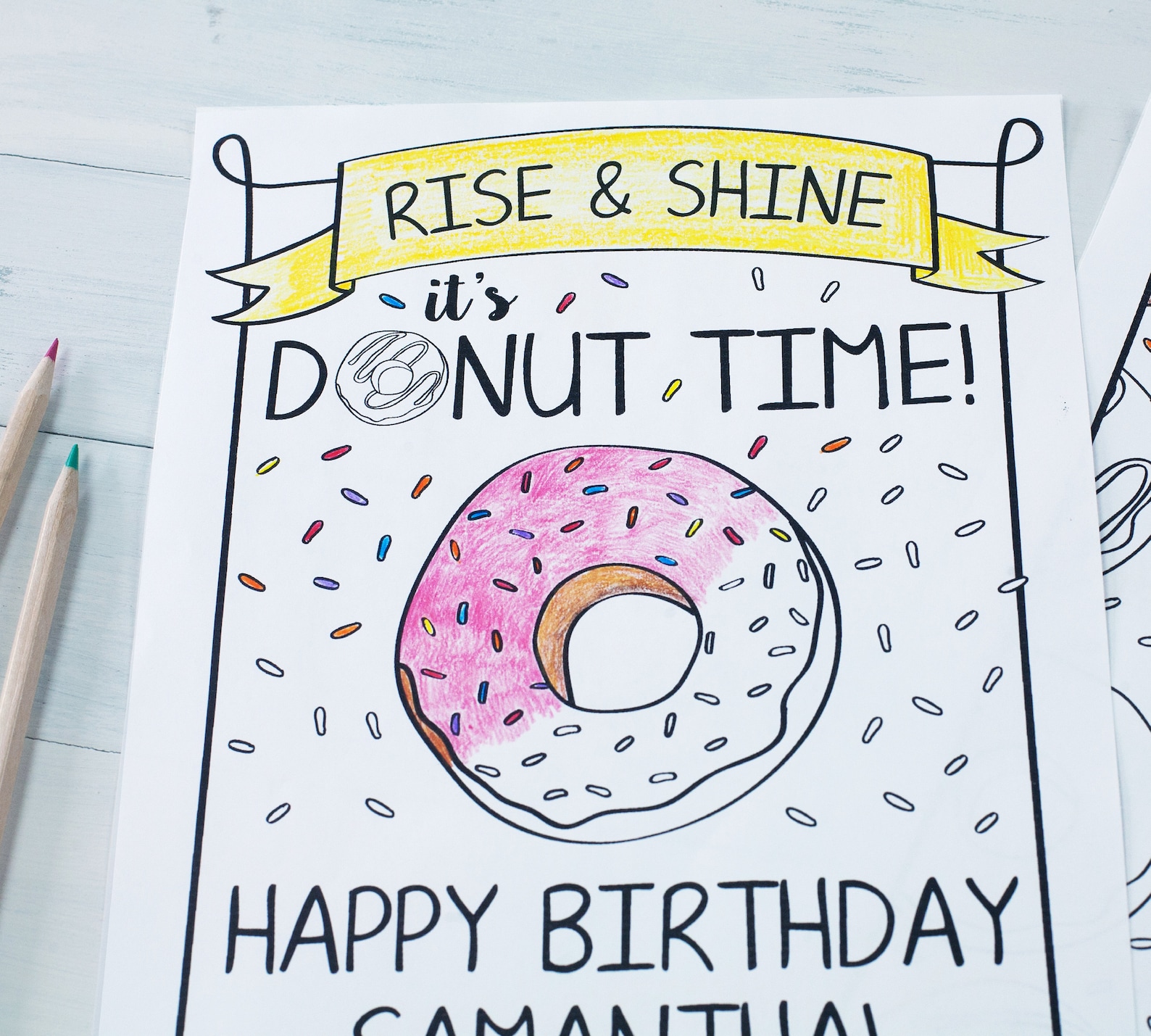 Donut Birthday Party Personalized Coloring Sheets Party Favor - Etsy