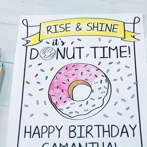 Donut Birthday Party Personalized Coloring Sheets Party Favor or ...