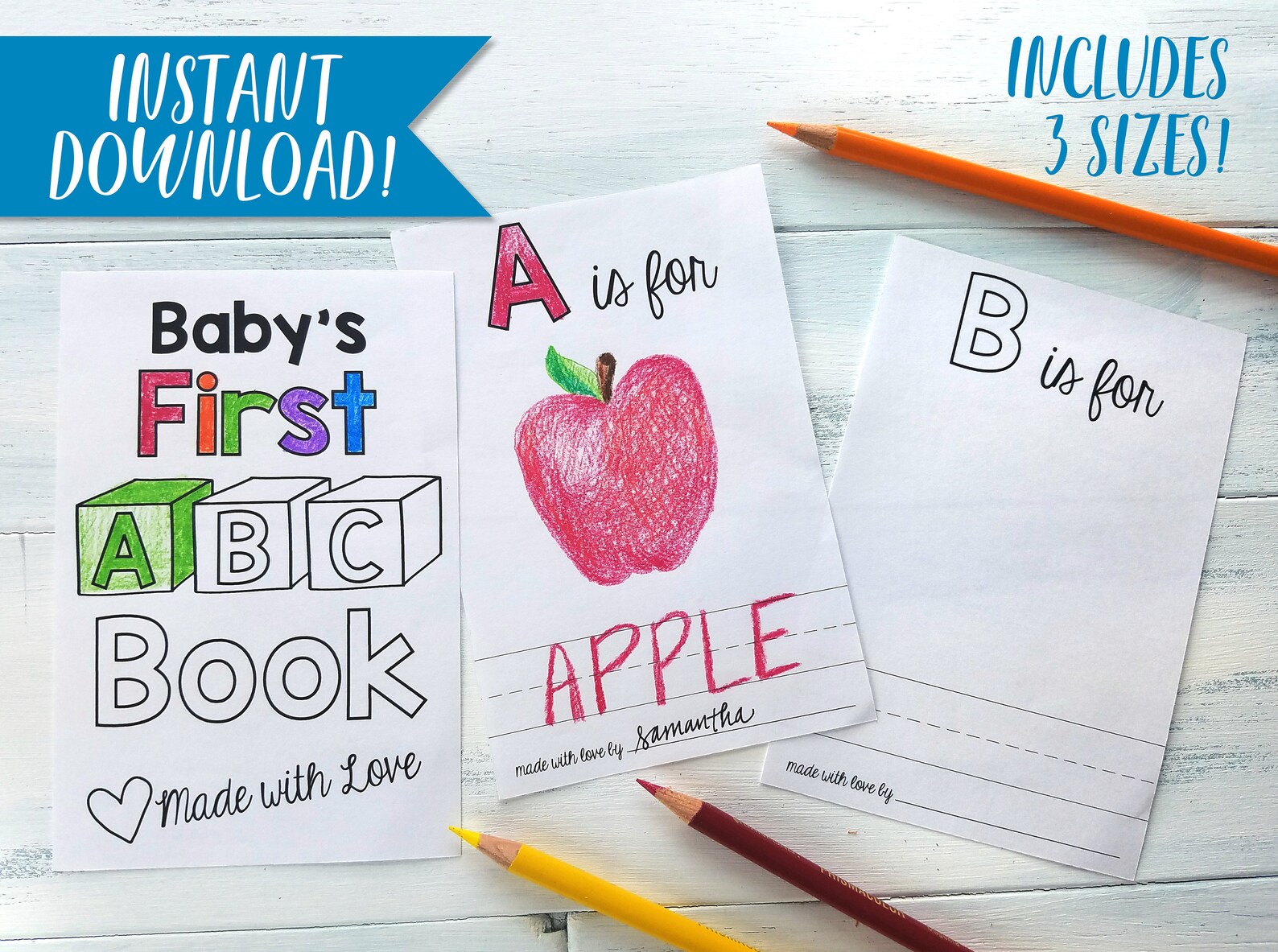 ABC Book Template for Baby Shower Activity Instant Download - Etsy