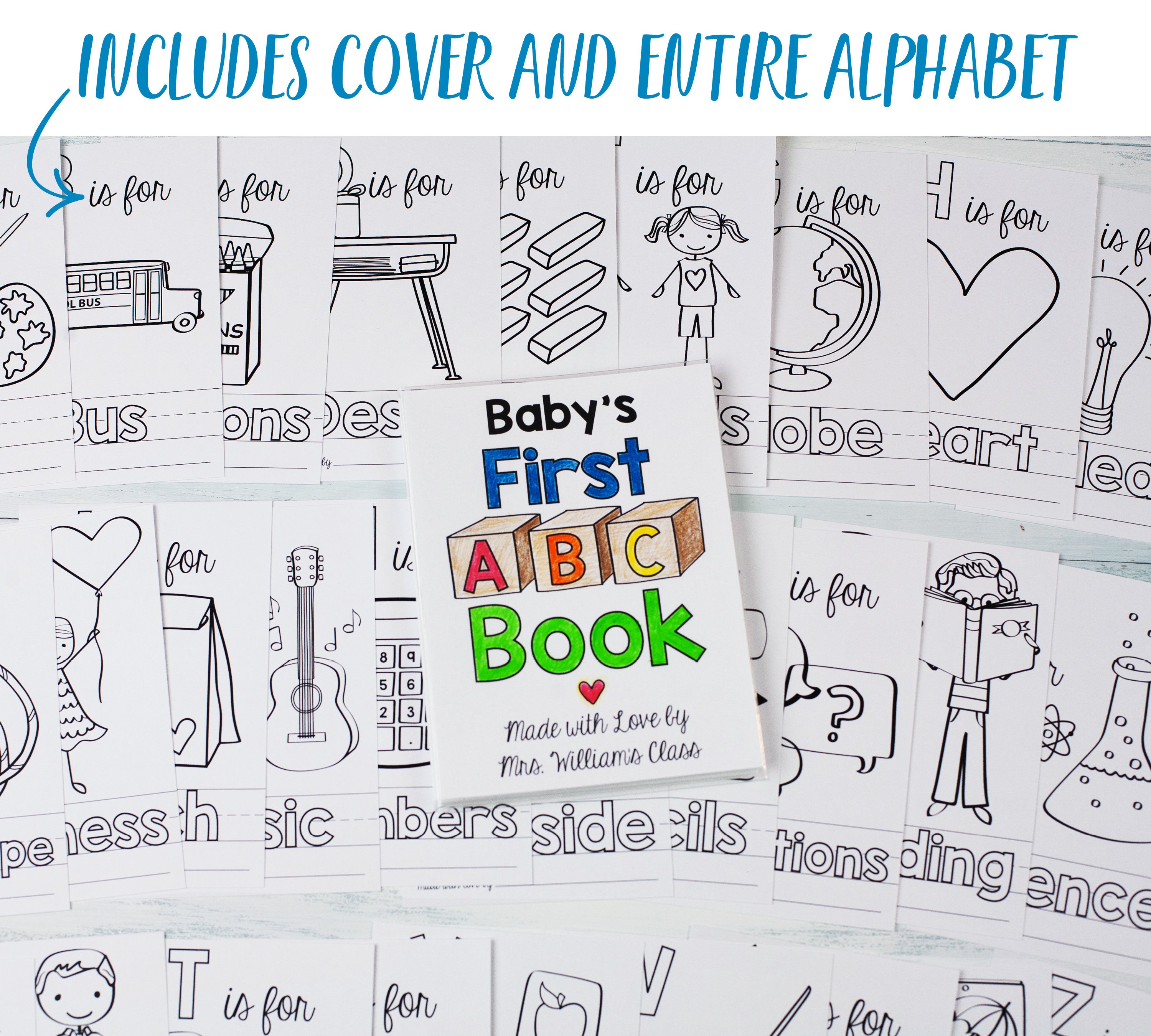 ABC Book Baby Shower Activity in School Theme, Teacher Gift From Class ...