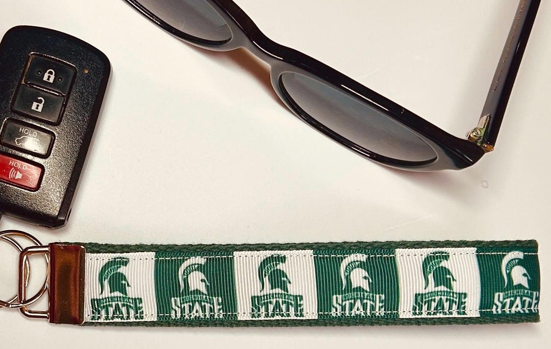 Michigan State Spartans Key Chain Wristlet Key Fob - Etsy