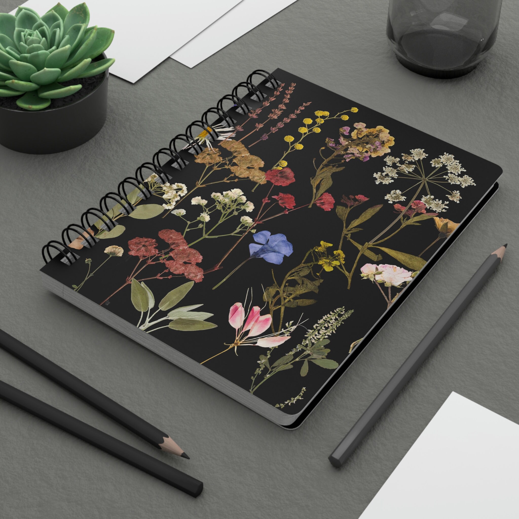 Pressed Flowers Spiral Bound Journal Pressed Flower Guest - Etsy