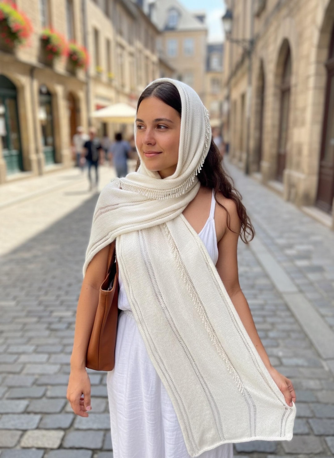 Wedding White Angora Shawl Muslin Scarf for Bride, Romantic Wrap, Wool ...