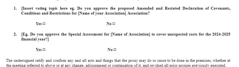 Limited Proxy Form (for Hoa's and Condo Associations) - Etsy