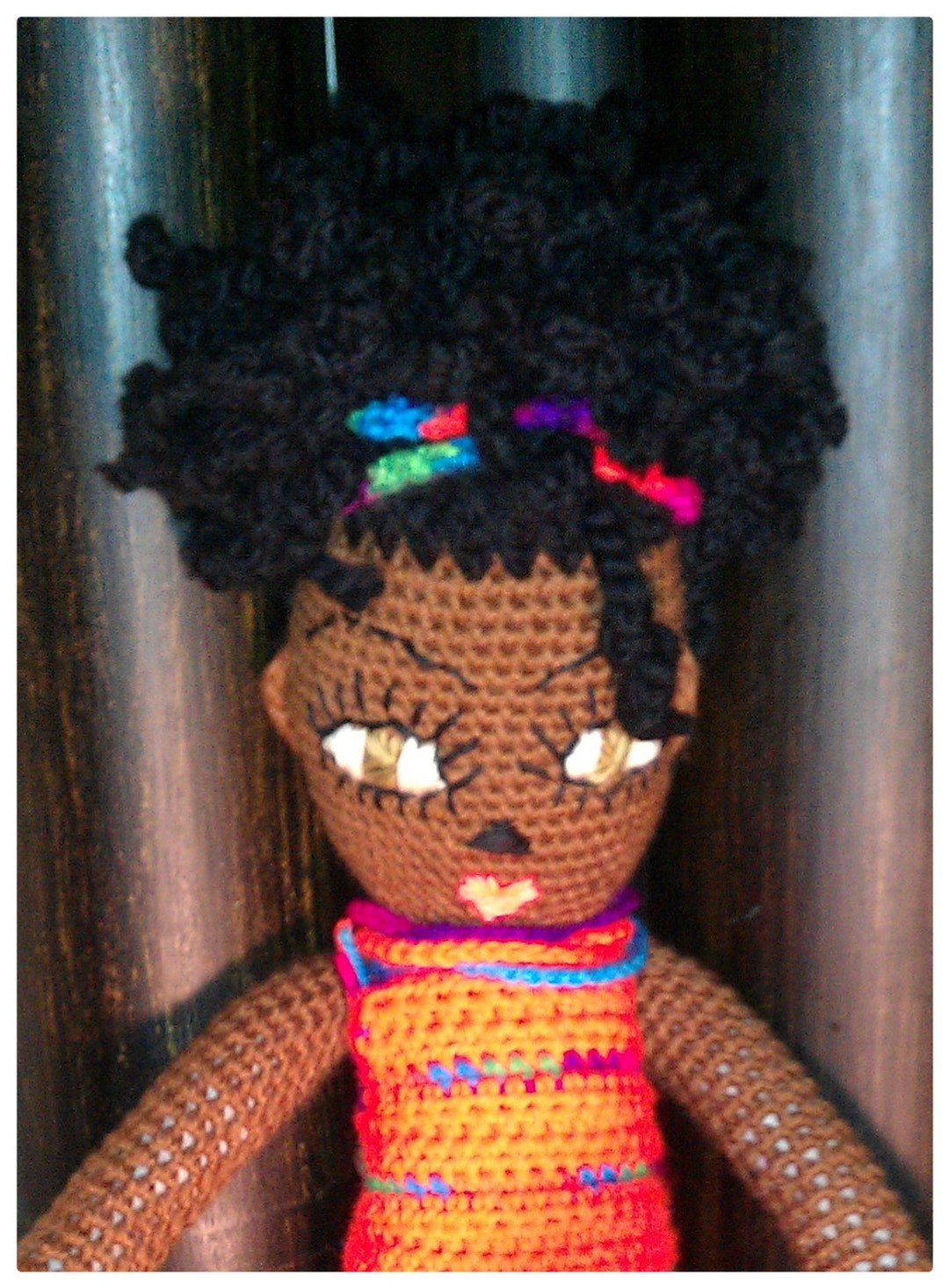 Crochet 24" African American Doll, Hazel Eyes, Black Dreadlocks, Neon ...