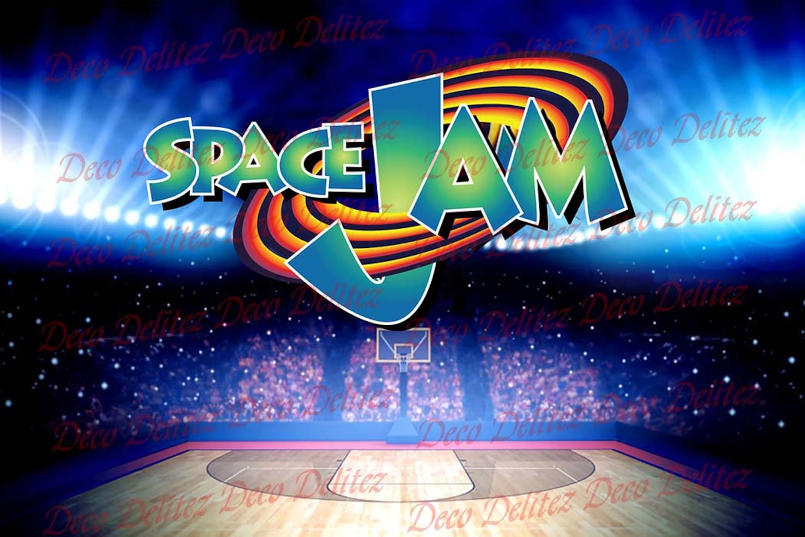 SPACE JAM Inspired BACKDROP Space Jam Court Name Jam | Etsy