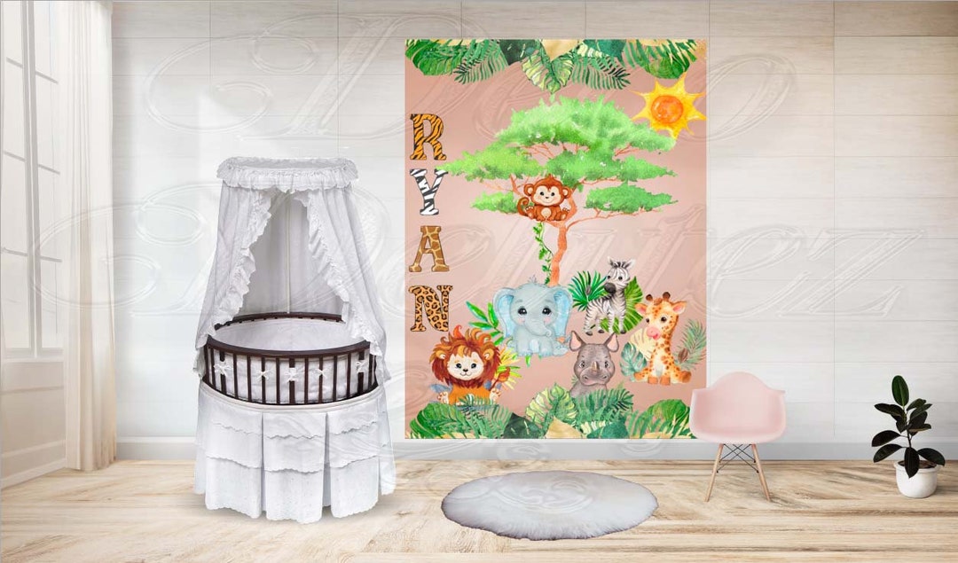 Custom Baby Safari Backdrop: Jungle Animals Nursery Decor - Etsy