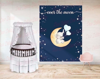 Over the Moon Backdrop - Etsy