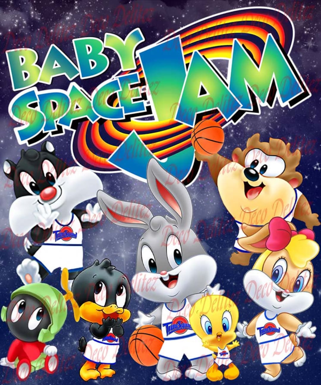Baby Space Jam Backdrop: Looney Tunes Birthday Party; Children's ...