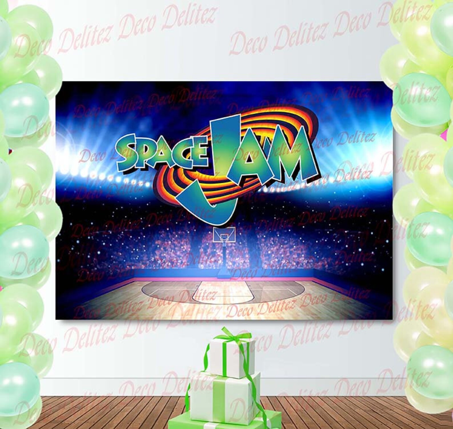 SPACE JAM Inspired BACKDROP Space Jam Court Name Jam | Etsy